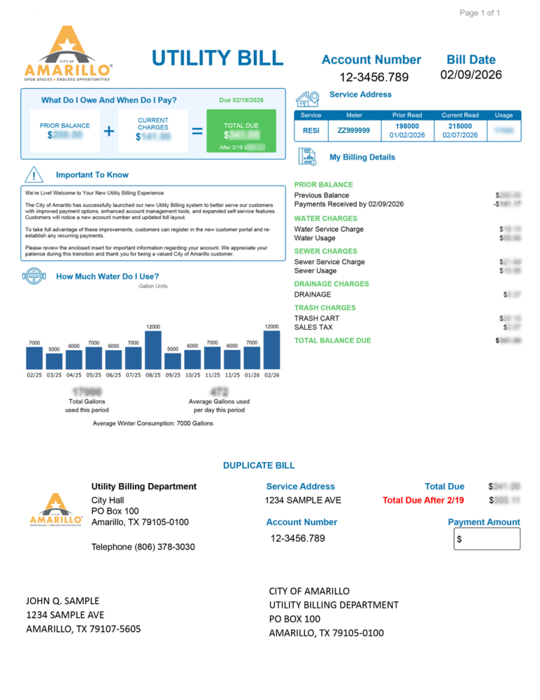 Utility Billing System - City of Amarillo